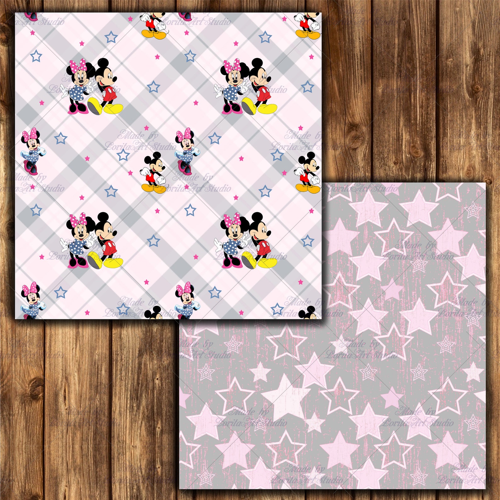 Mickey and Minnie Digital Kids Collection, Light Grey & Pastel Pink ...