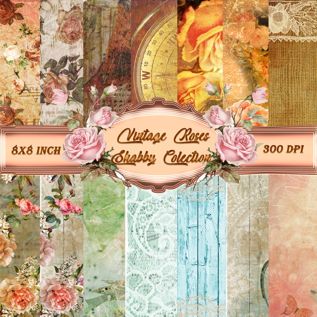 Vintage Digital Paper Pack, Shabby Chic, Vintage Roses, Vintage Lace ...