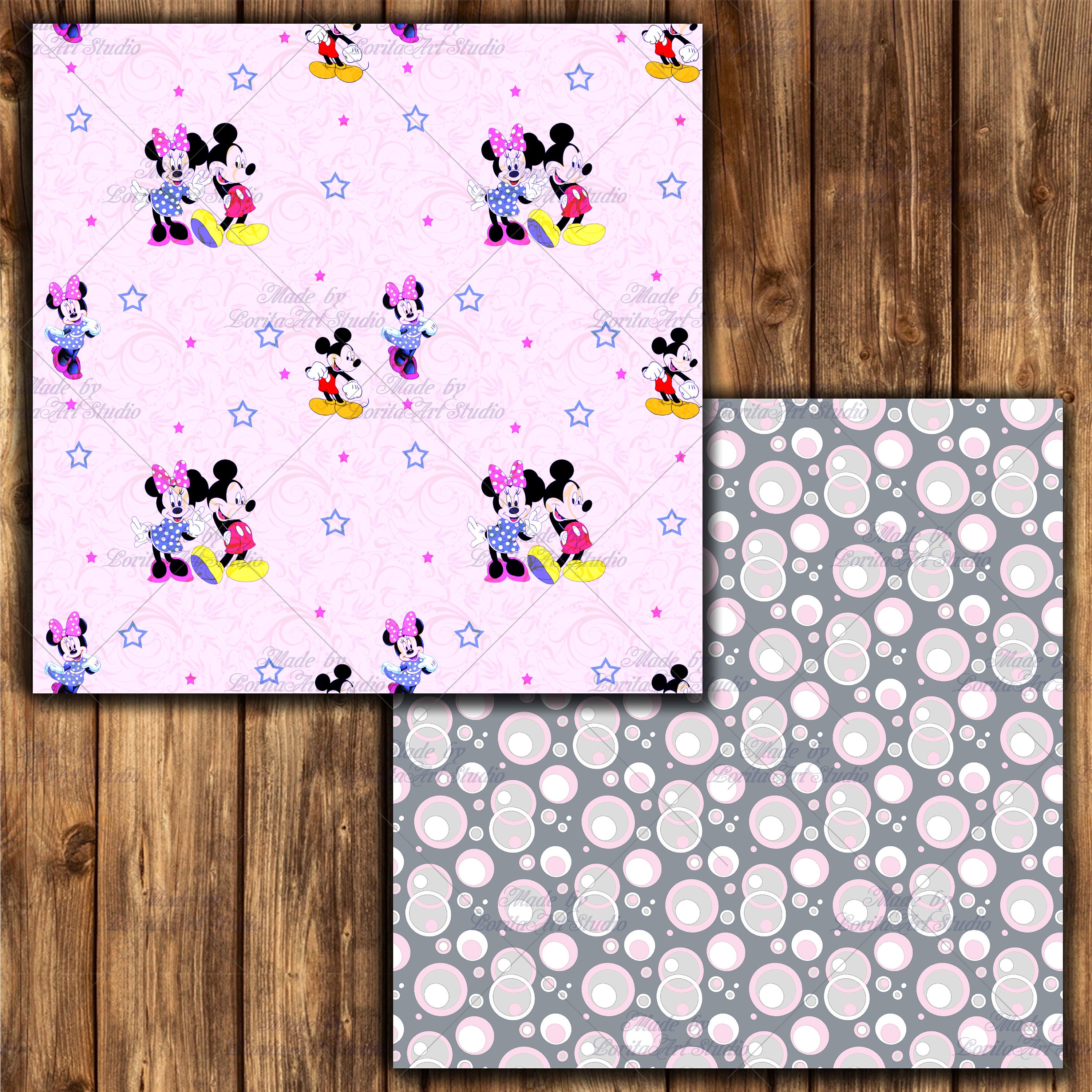 Mickey and Minnie Digital Kids Collection, Light Grey & Pastel Pink ...