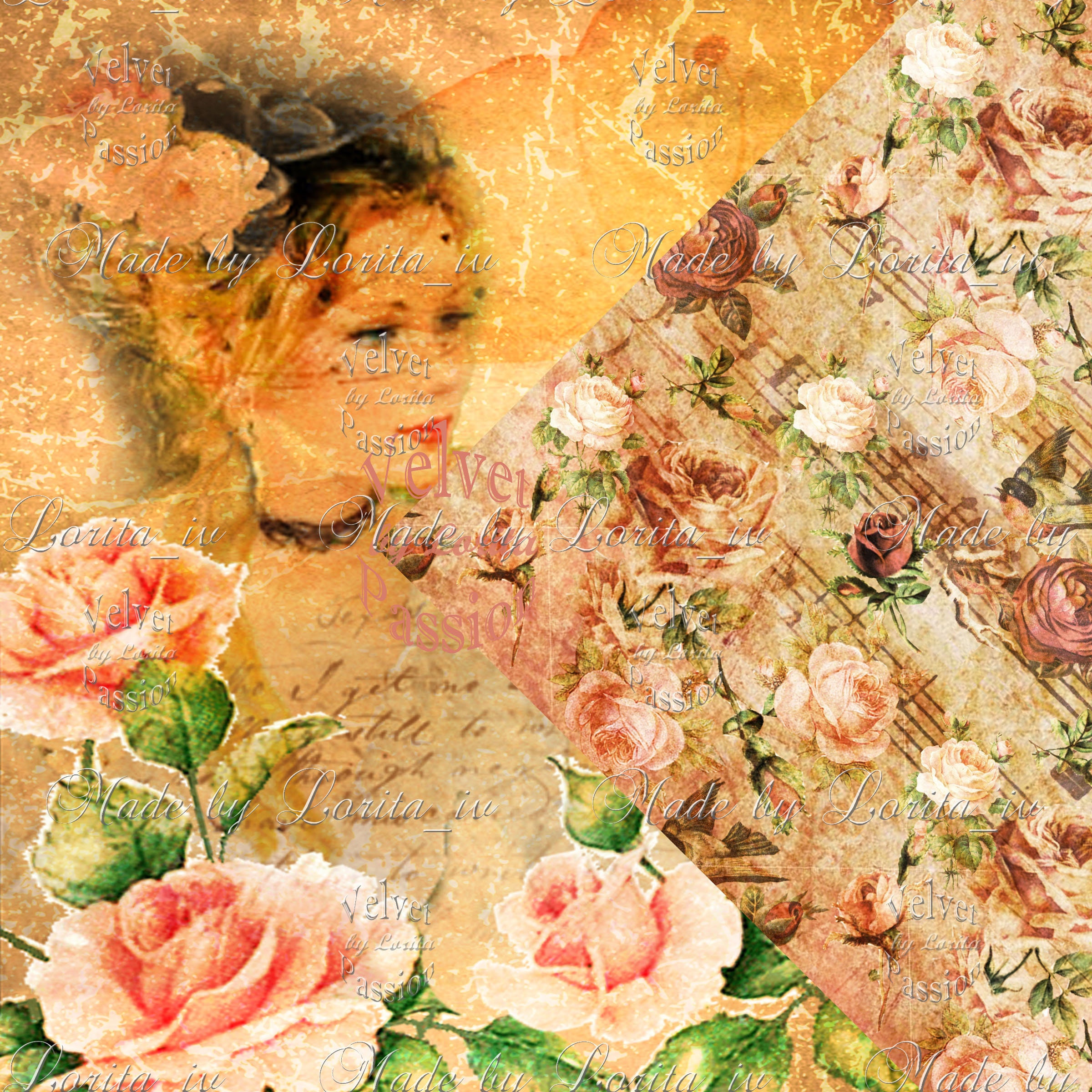 Vintage Digital Paper Pack, Shabby Chic, Vintage Roses, Vintage Lace ...