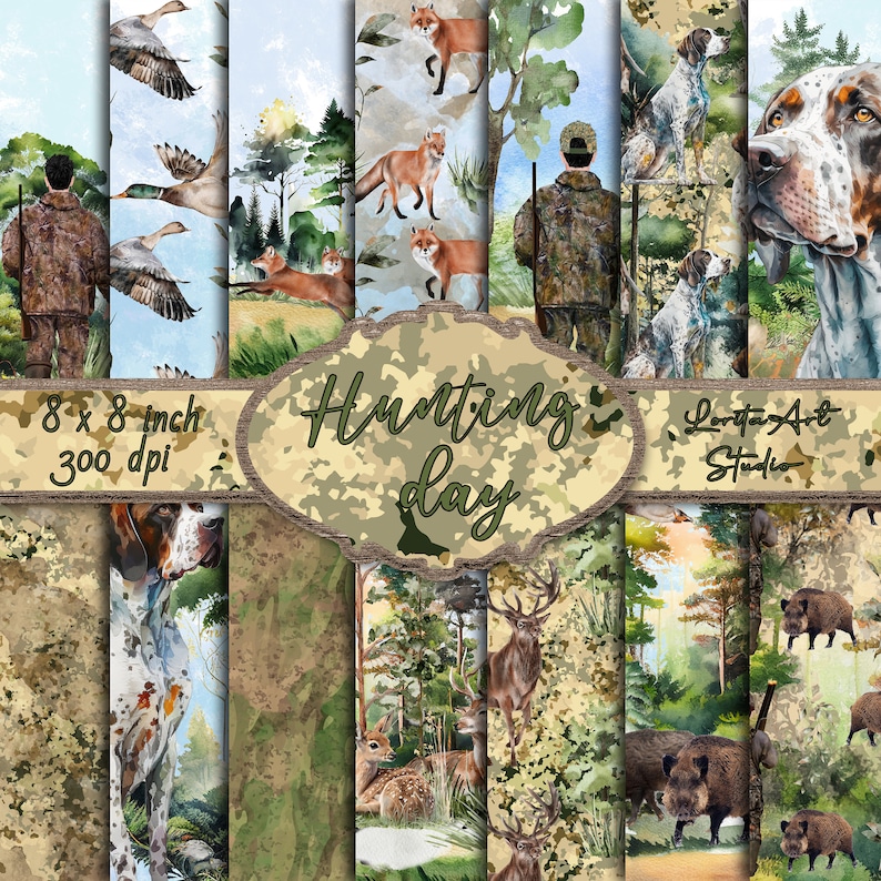 Hunting Day, Hunter Collection, Hunting Digital Papers, Printable ...