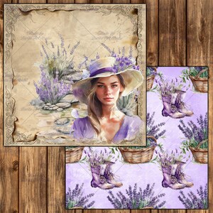 Lavender Love, Vintage Digital Papers, Lavender Papers, Printable ...