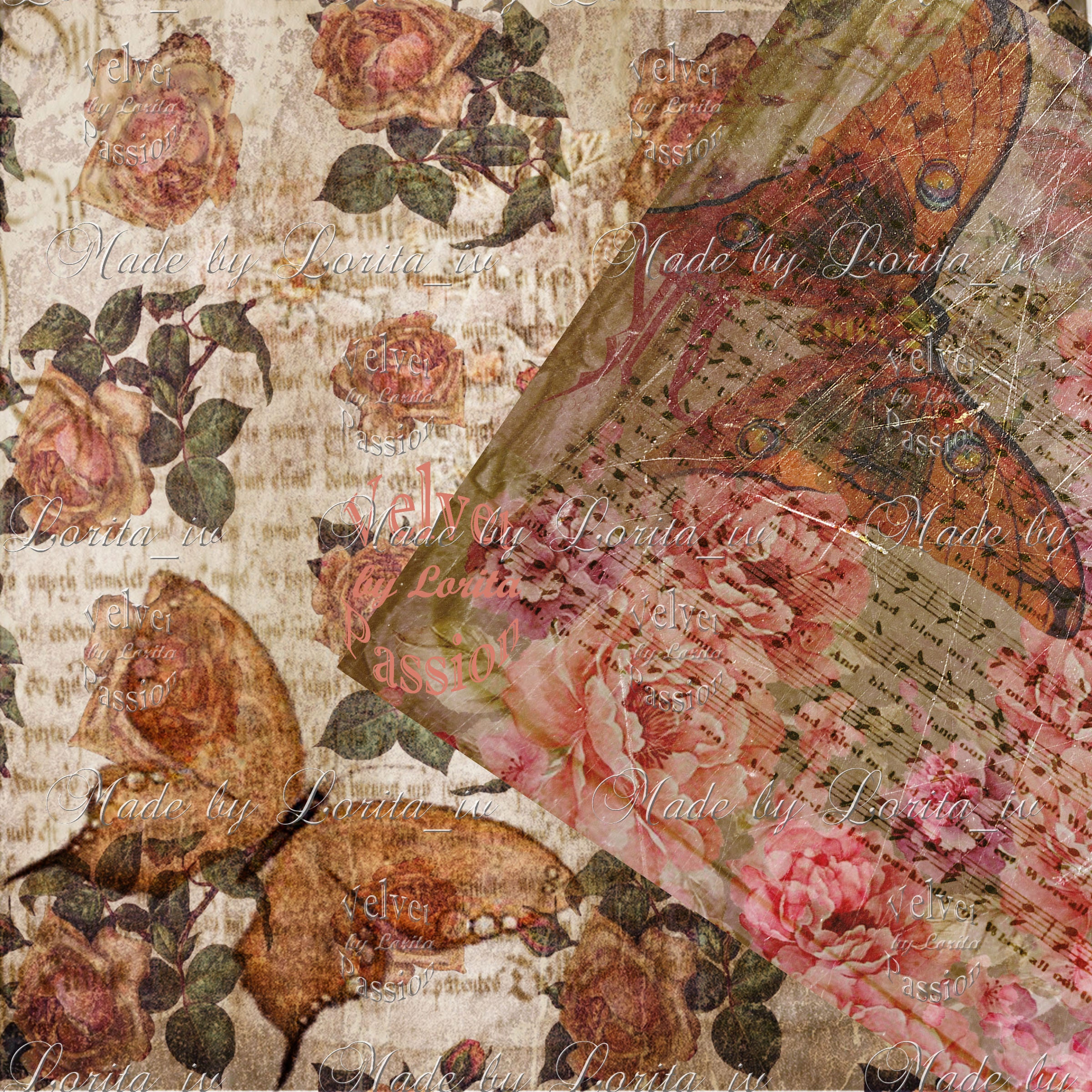 Vintage Digital Paper Pack, Shabby Chic, Vintage Roses, Vintage Lace ...