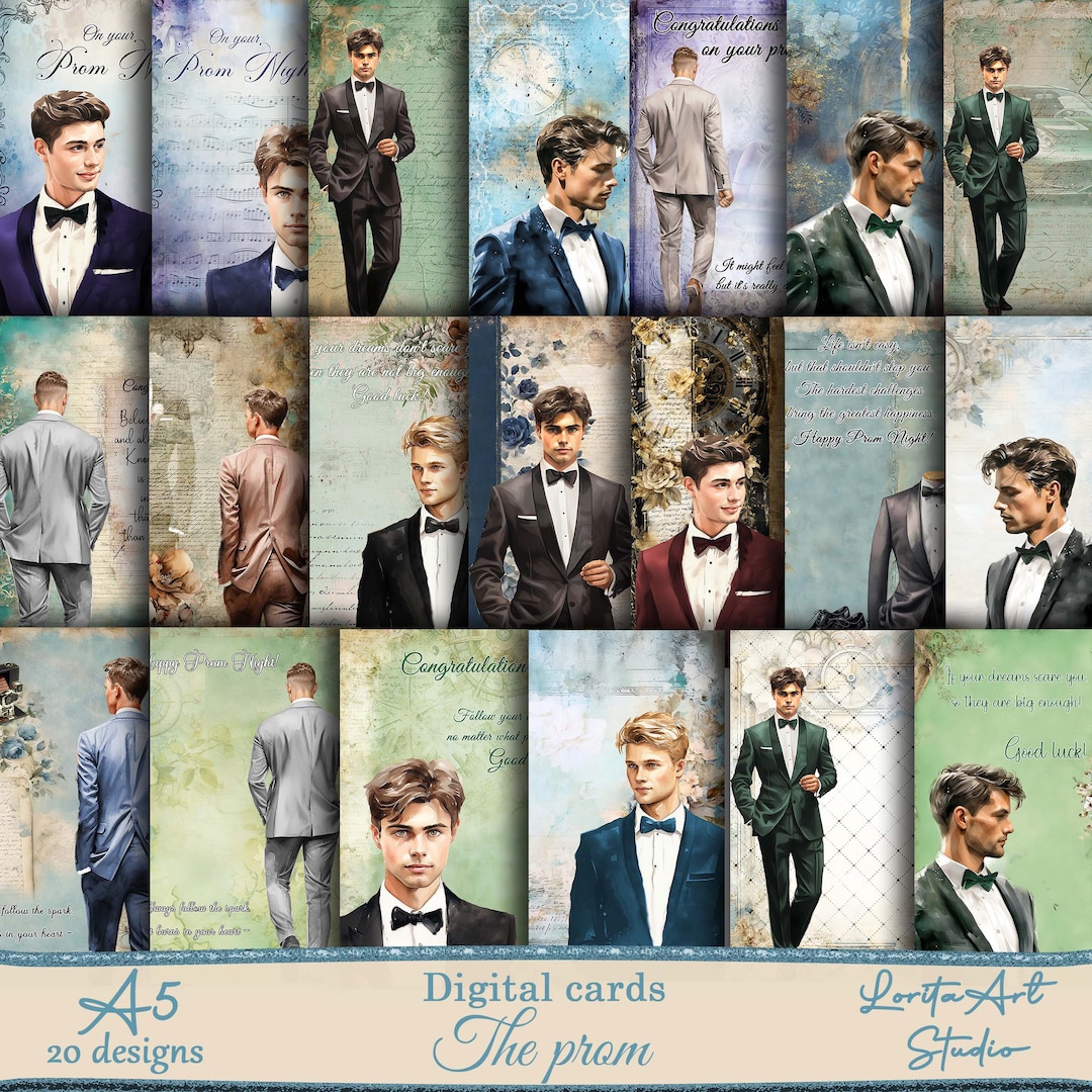 The Prom, Prom Boy Cards, Prom Digital Cards A5 Format, Prom Night ...
