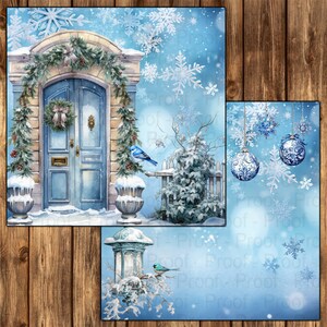 Blue Christmas, Christmas Digital Papers, Xmas Printable, Scrapbooking ...