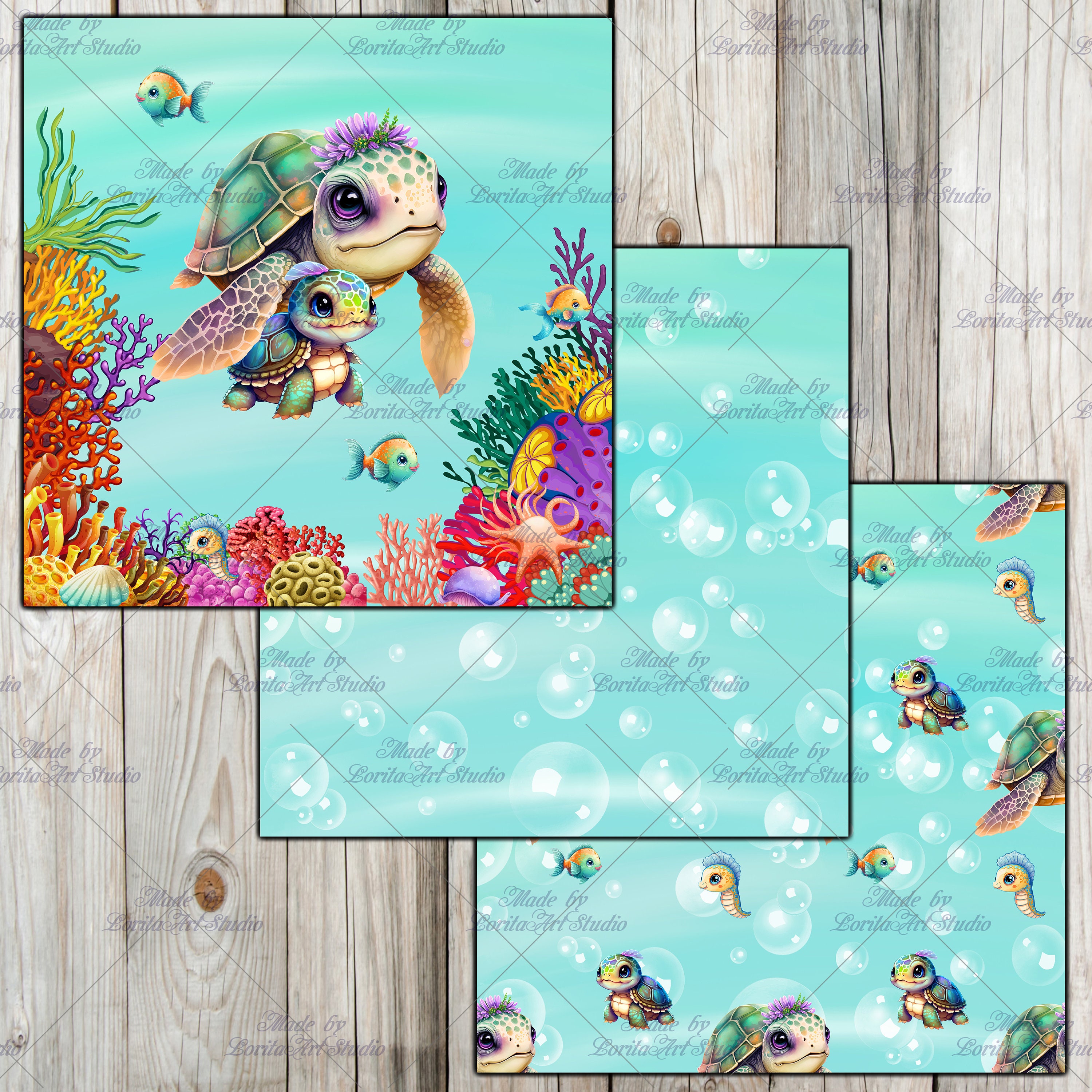 Under the Sea, Ocean Animals Digital Paper Pack, Kids Digital Papers ...