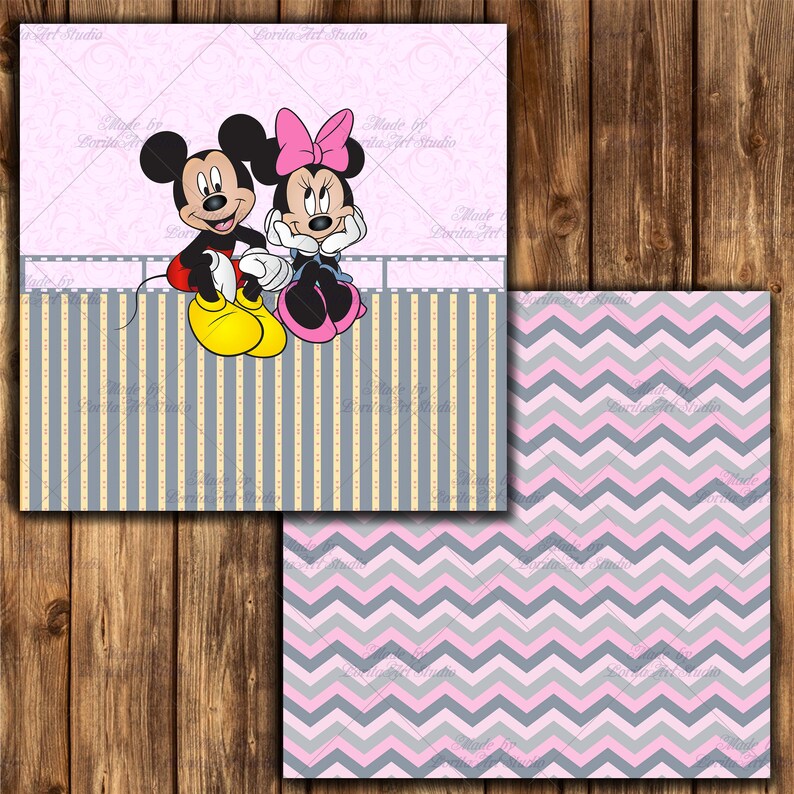 Mickey and Minnie Digital Kids Collection, Light Grey & Pastel Pink ...