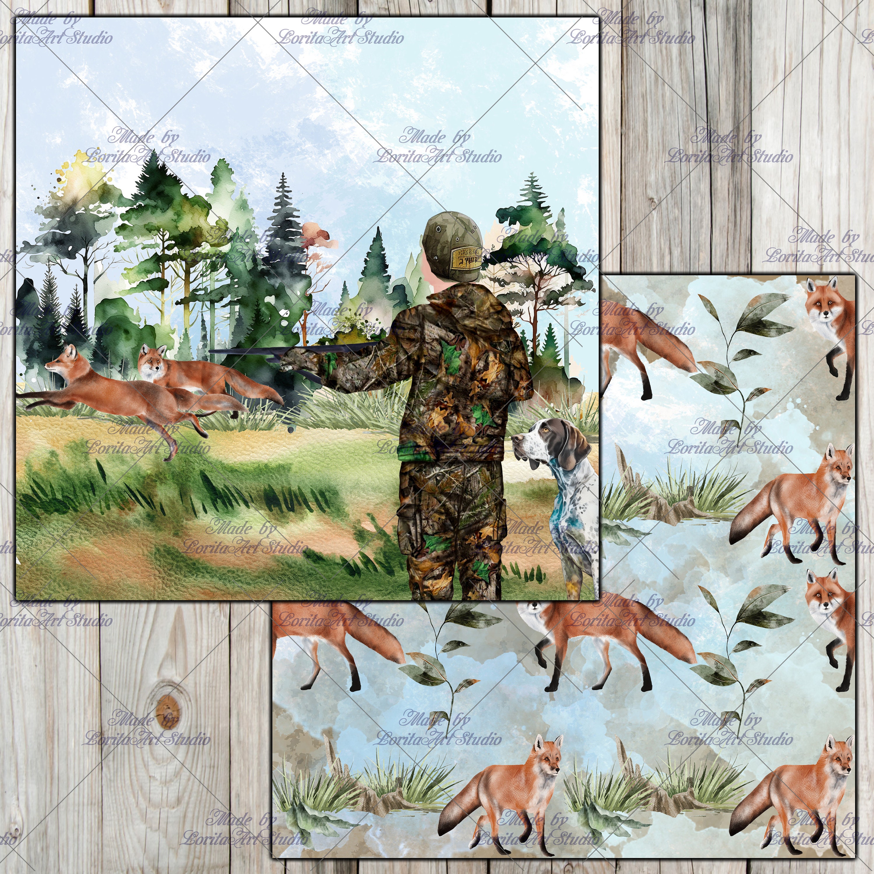 Hunting Day, Hunter Collection, Hunting Digital Papers, Printable ...