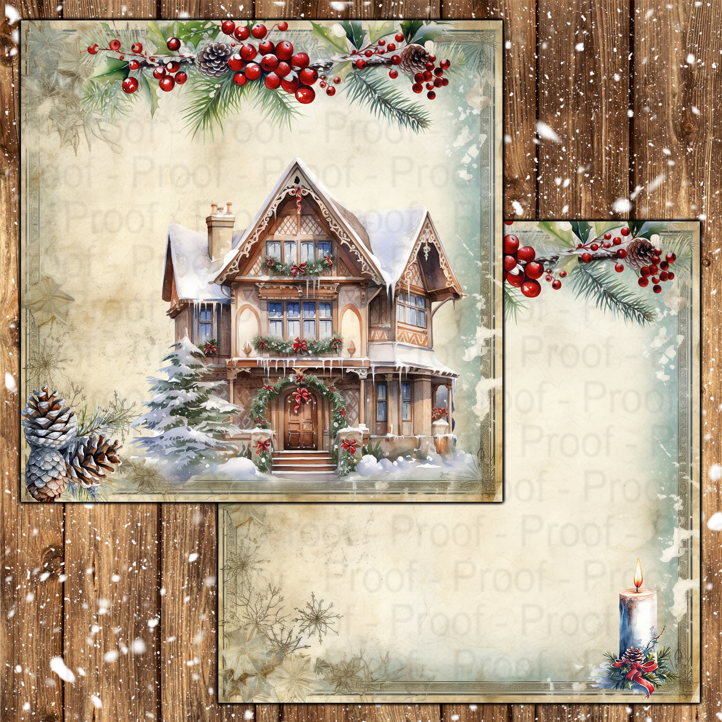 Vintage Christmas, Christmas Digital Papers, Xmas Printable ...