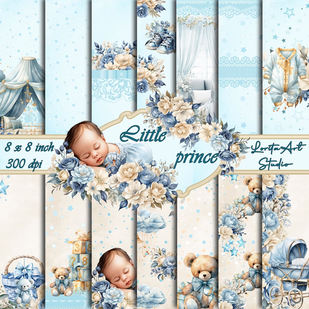 Little Prince , Baby Boy Digital Paper Pack, New Born Boy Collection ...