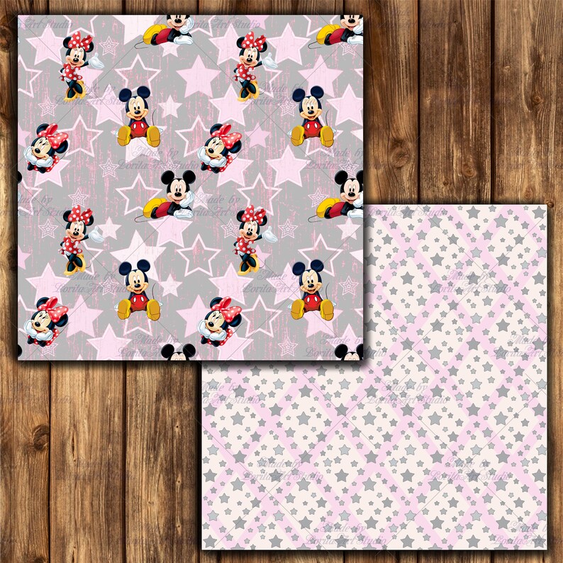 Mickey and Minnie Digital Kids Collection, Light Grey & Pastel Pink ...