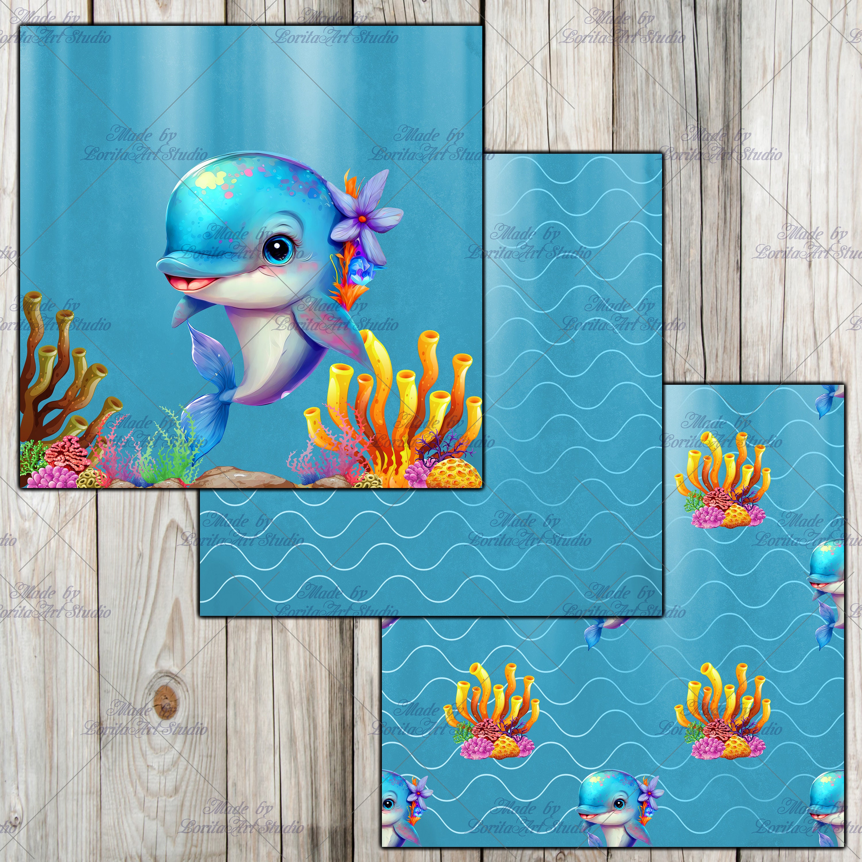 Under the Sea, Ocean Animals Digital Paper Pack, Kids Digital Papers ...