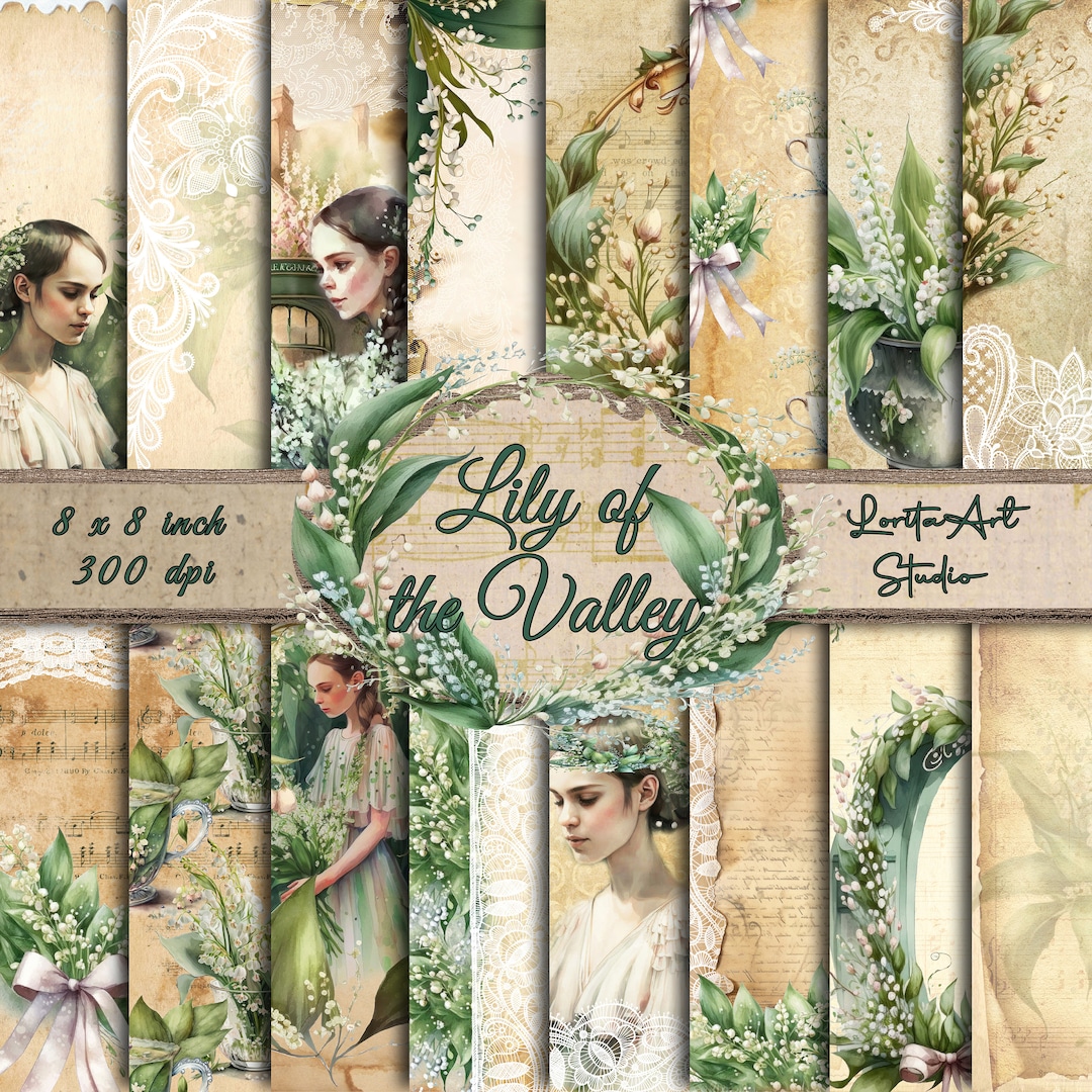 Lily of the Valley, Vintage Digital Papers, Wedding Papers, Printable ...