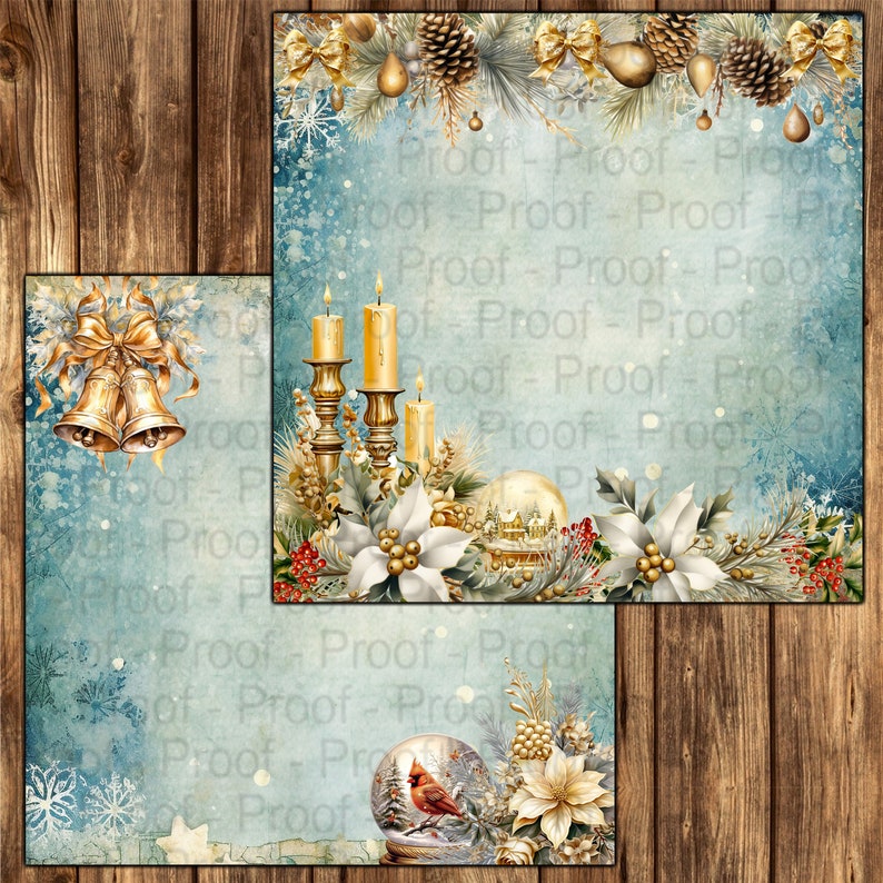 Golden Christmas, Christmas Digital Papers, Xmas Printable ...
