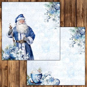 Blue Christmas, Christmas Digital Papers, Xmas Printable, Scrapbooking ...