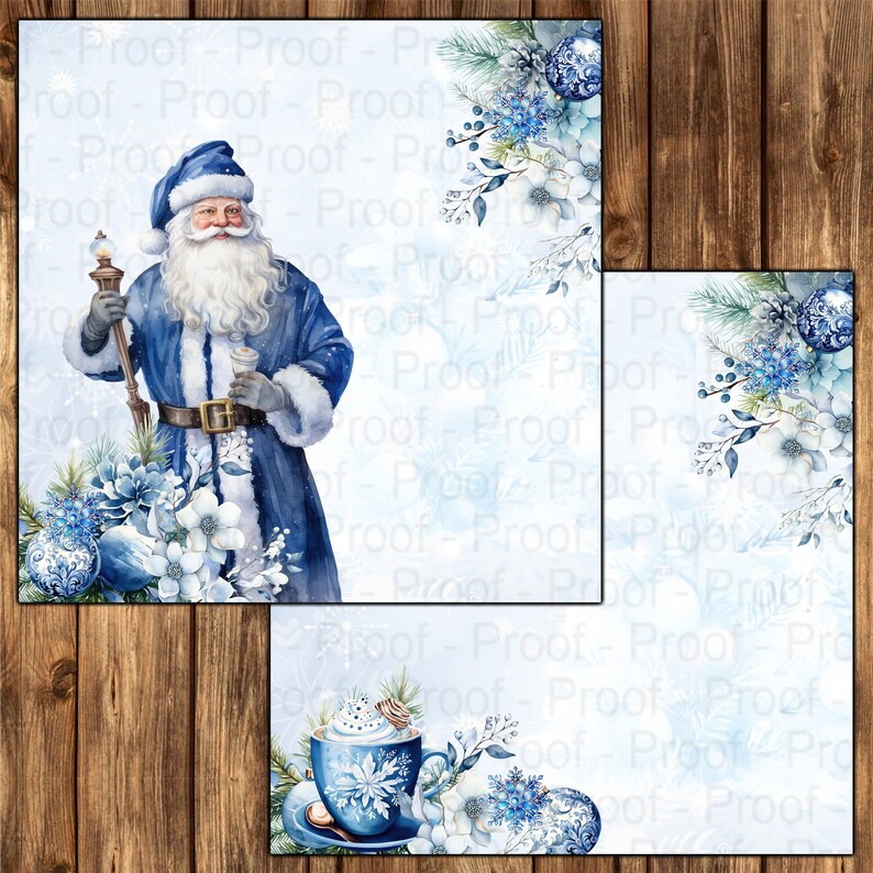 Blue Christmas, Christmas Digital Papers, Xmas Printable, Scrapbooking ...