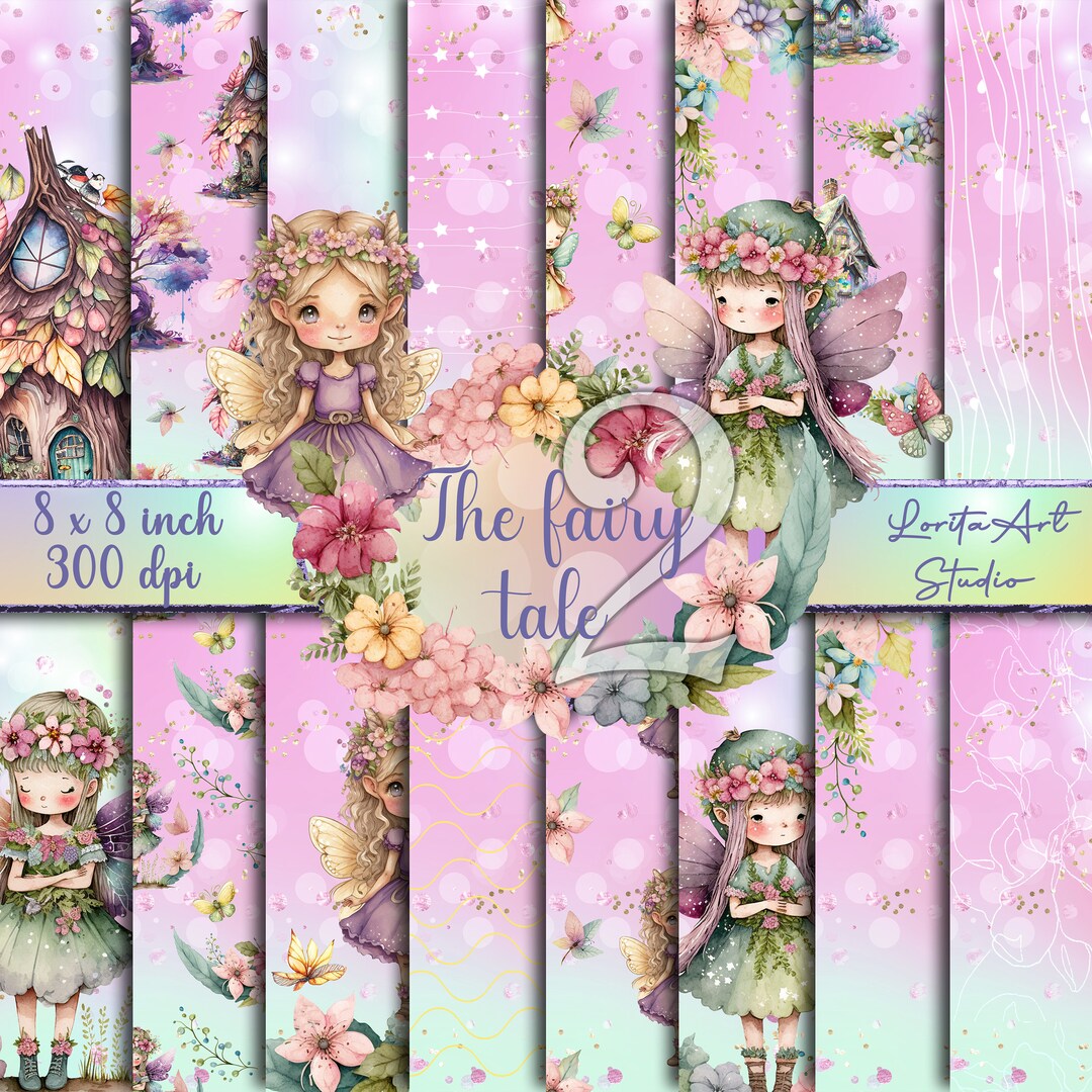 The Fairy Tale 2, Fairy Digital Paper Pack, Pastel Colours, Printable ...
