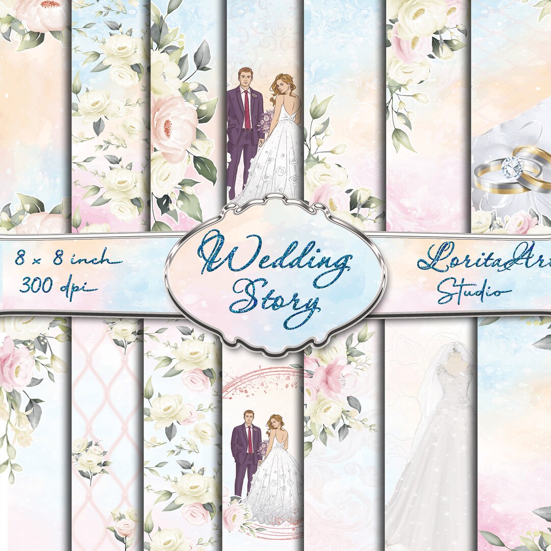 Wedding Story, Wedding Digital Papers, Wedding Tendence, Printable ...