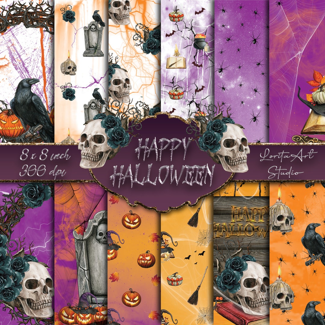 Happy Halloween Digital Paper, Craft Paper, Cards Making, Scrapbooking ...