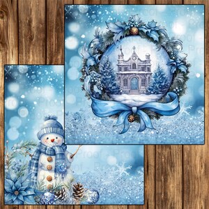 Blue Christmas, Christmas Digital Papers, Xmas Printable, Scrapbooking ...