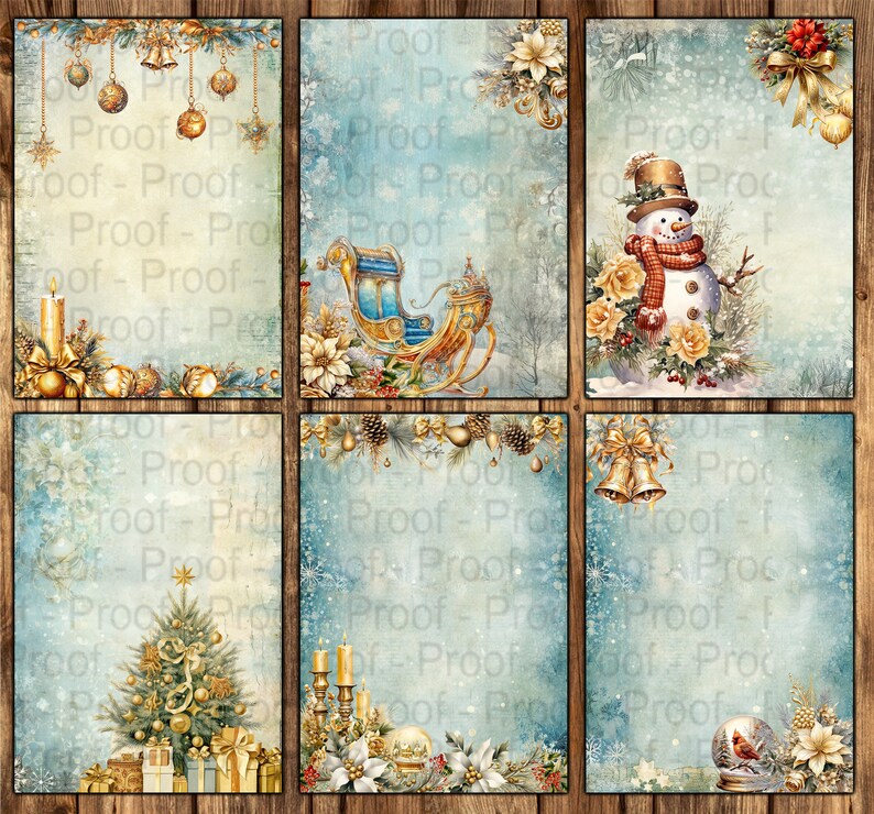 Golden Christmas, Christmas Digital Papers, Xmas Printable ...