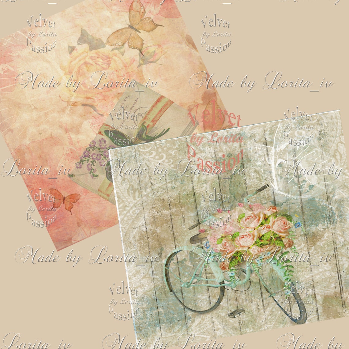 Vintage Digital Paper Pack, Shabby Chic, Vintage Roses, Vintage Lace ...