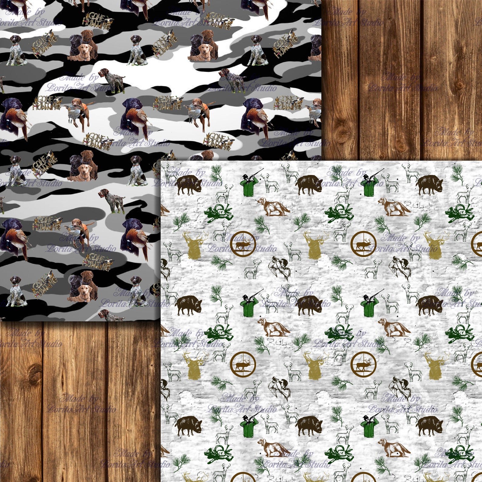 Hunting Digital Papers, Cards Making, Hunting Patterns - Etsy