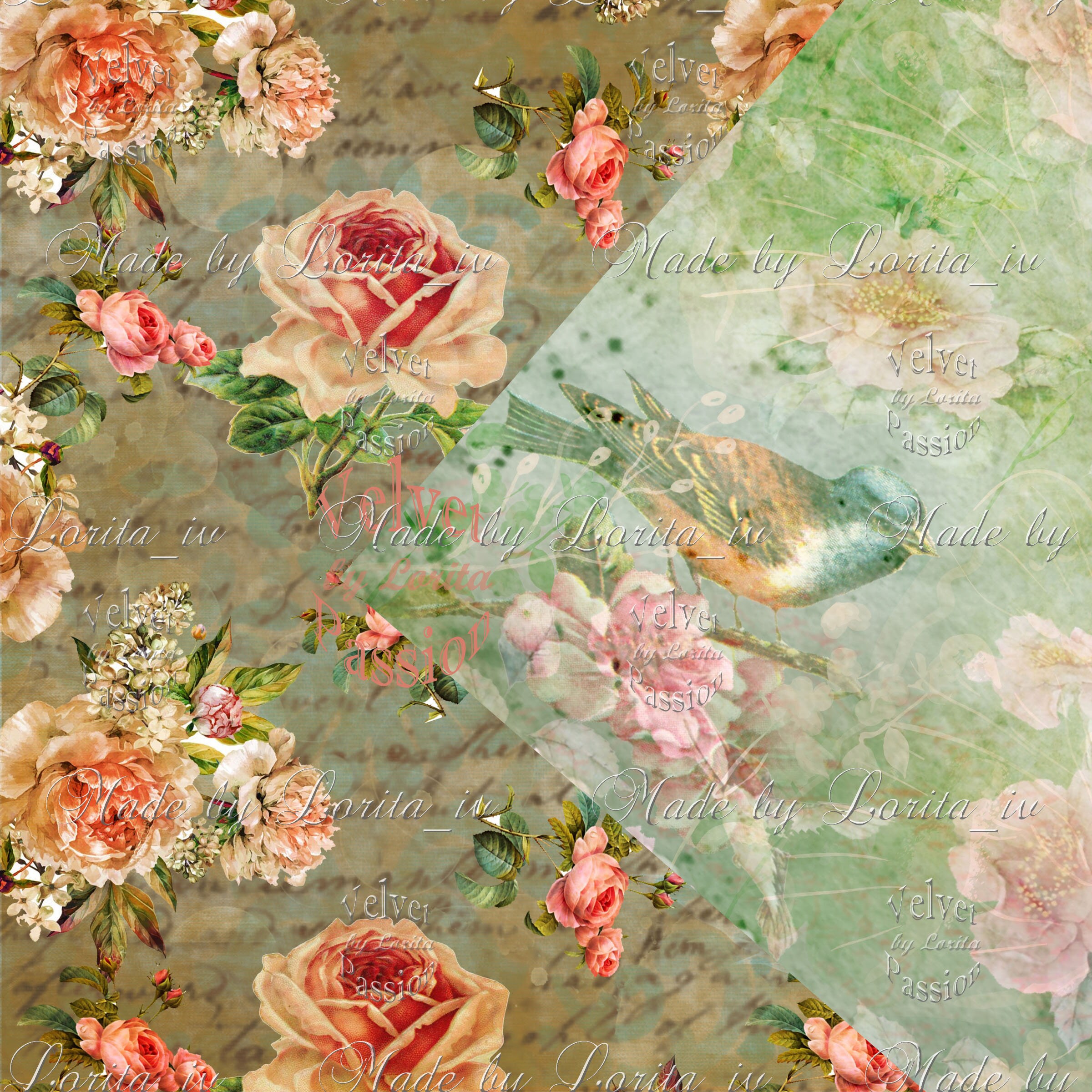 Vintage Digital Paper Pack, Shabby Chic, Vintage Roses, Vintage Lace ...