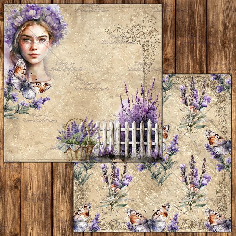 Lavender Love, Vintage Digital Papers, Lavender Papers, Printable ...