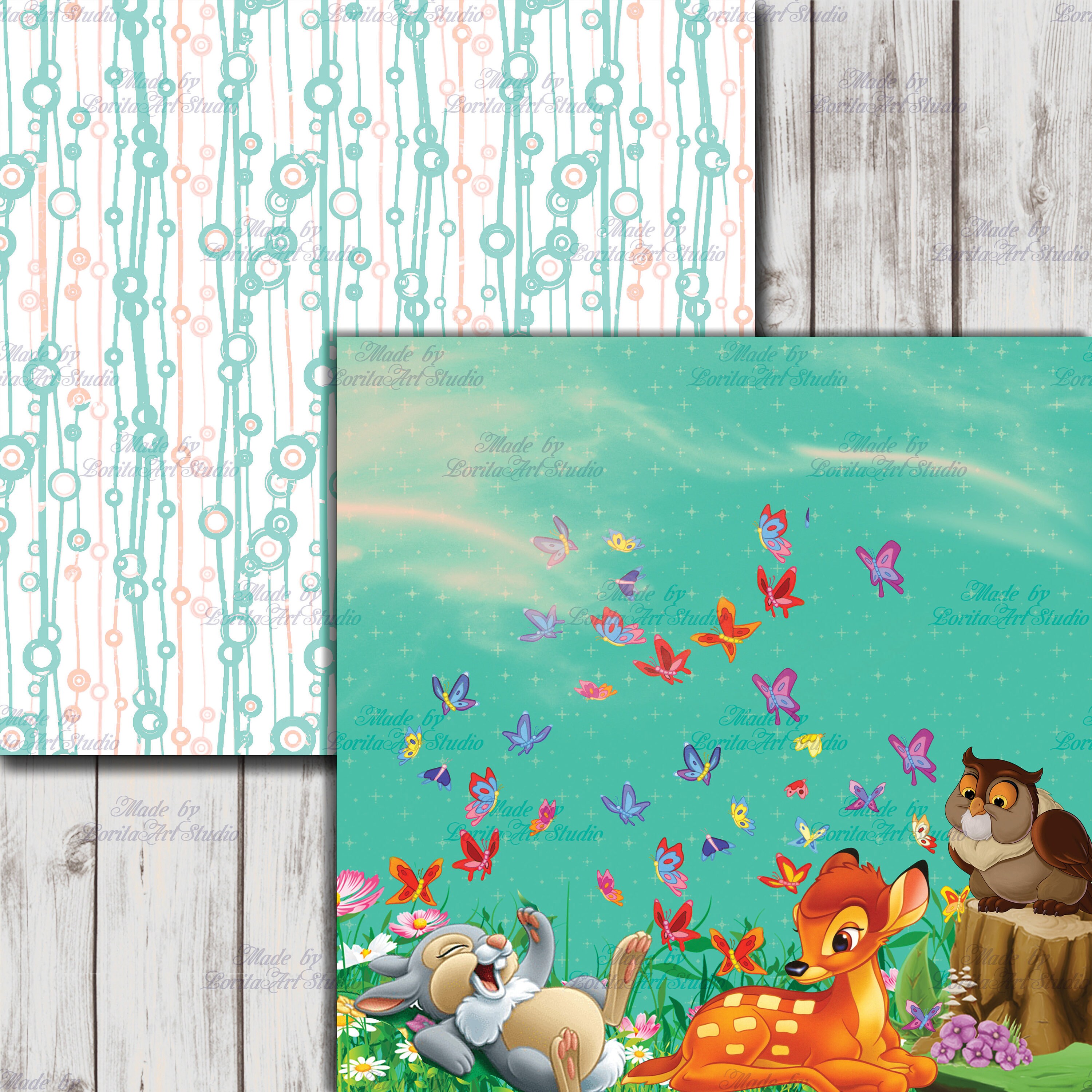 Bambi Digital Kids Collection Peach-pink & Mint-blue Paper - Etsy
