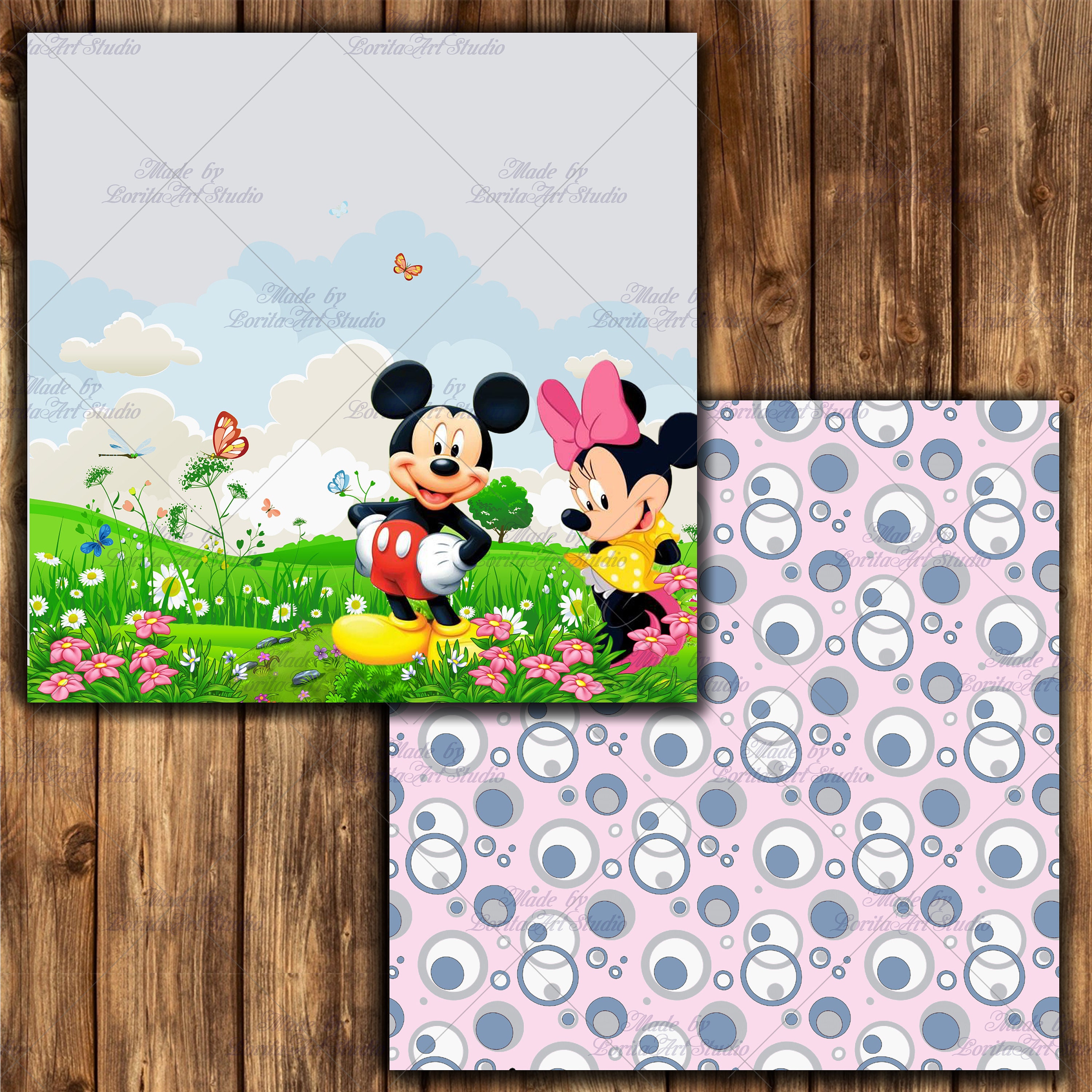 Mickey and Minnie Digital Kids Collection, Light Grey & Pastel Pink ...