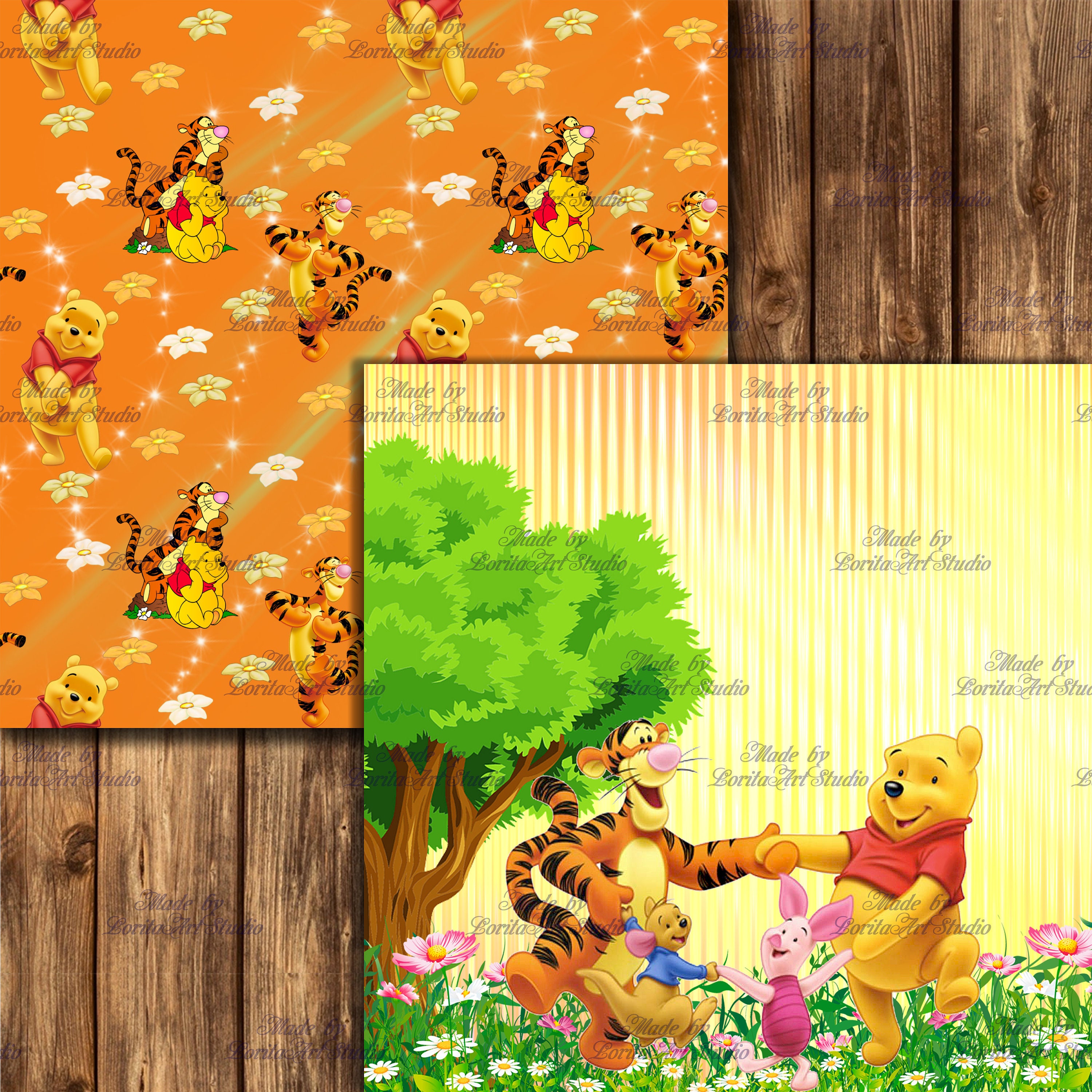 Winnie the Pooh Digital Kids Collection Orange & Yellow Paper - Etsy