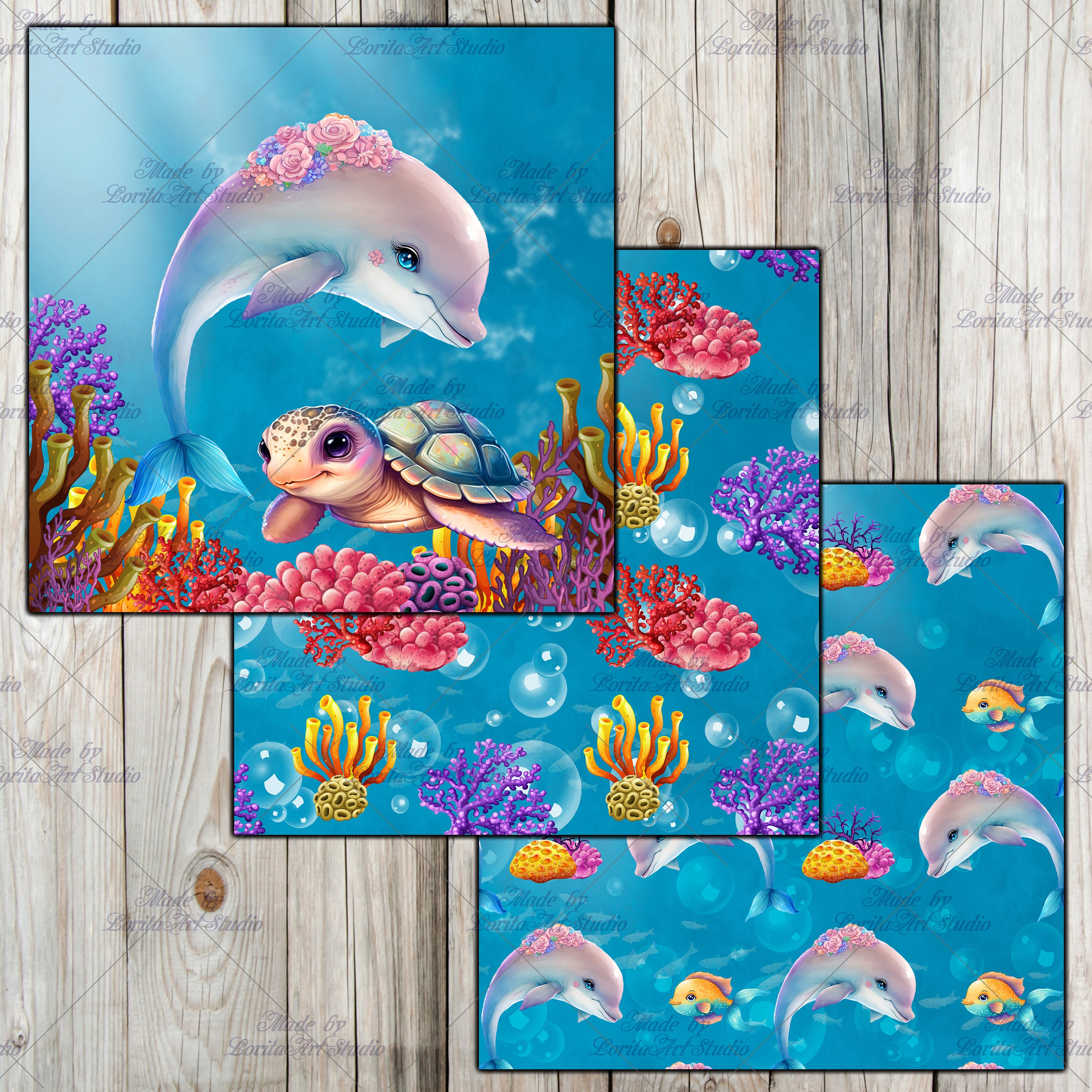 Under the Sea, Ocean Animals Digital Paper Pack, Kids Digital Papers ...