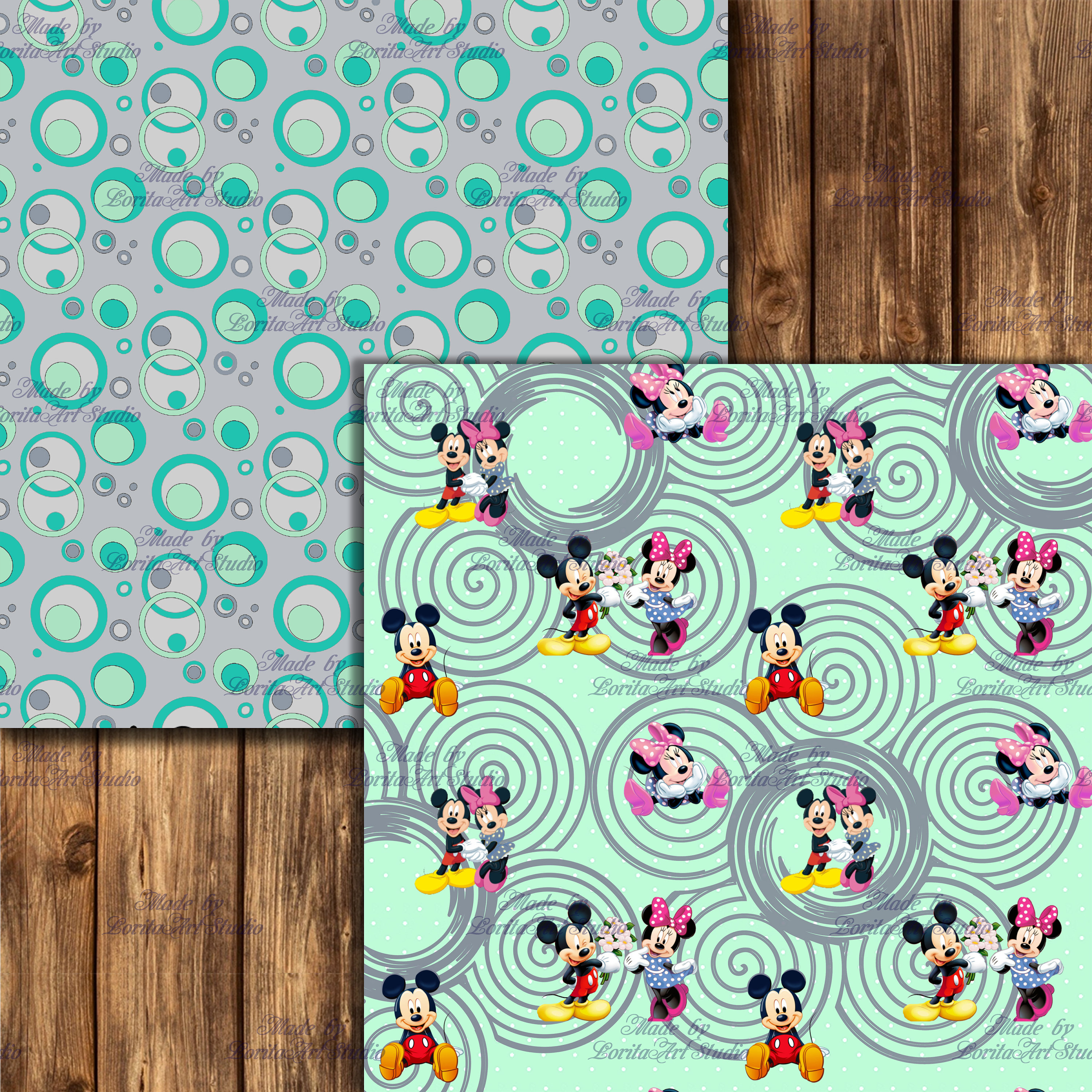 Mickey and Minnie Digital Kids Collection, Light Grey & Pastel Pink ...