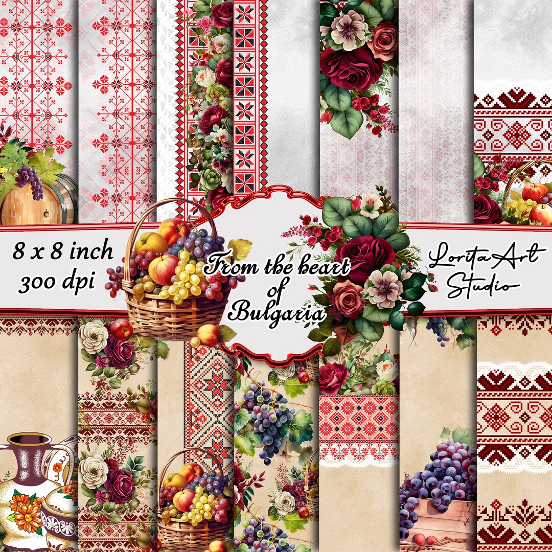 From the Heart of Bulgaria,bulgarian Scrapbook, Ethno Digital Paper,red ...