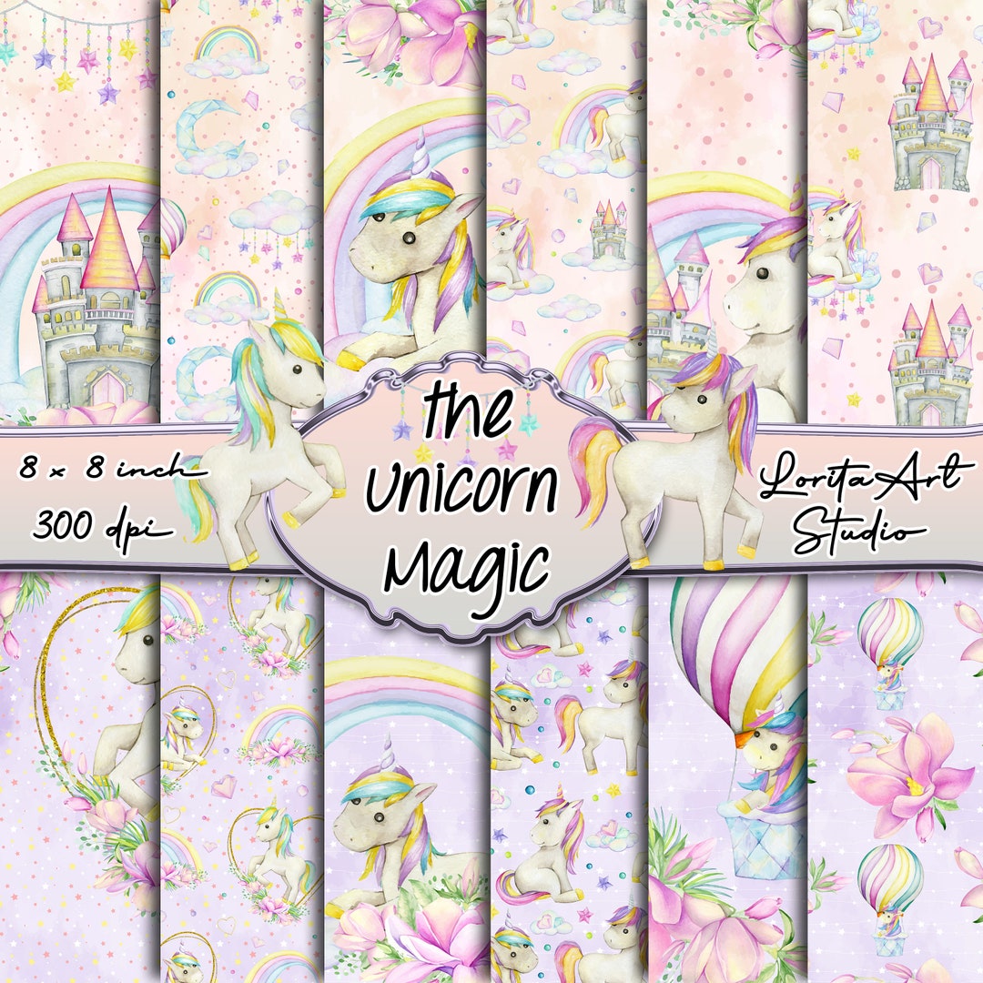 The Unicorn Magic, Digital Kids Collection, Pastel Pink & Purple Paper ...
