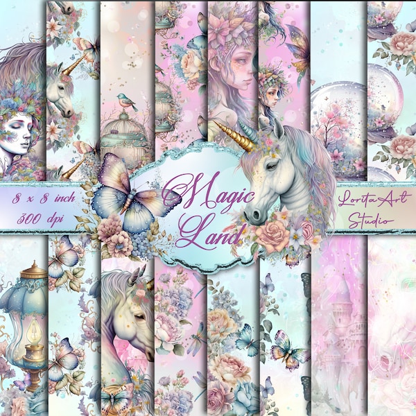 Unicorn Digital Paper - Etsy