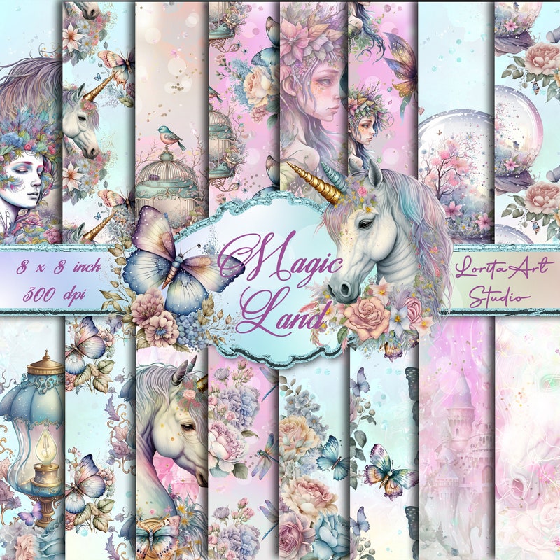 Unicorn Digital Paper - Etsy