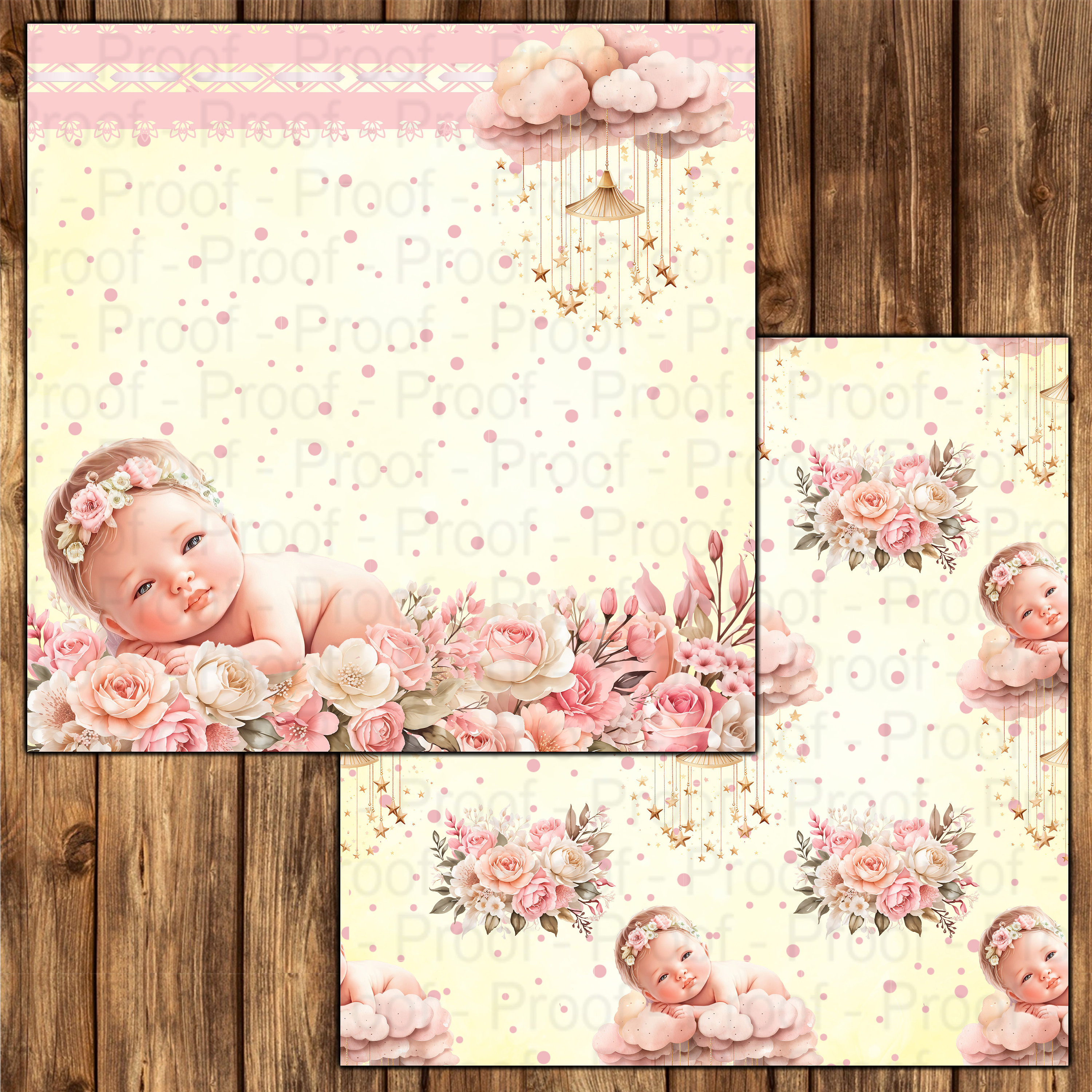 Little Princess , Baby Girl Digital Paper Pack, New Born Girl ...