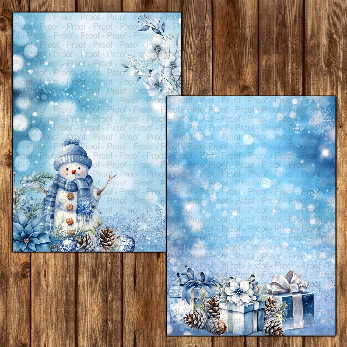 Blue Christmas Cards, A5 Format, Christmas Digital Cards, Xmas ...