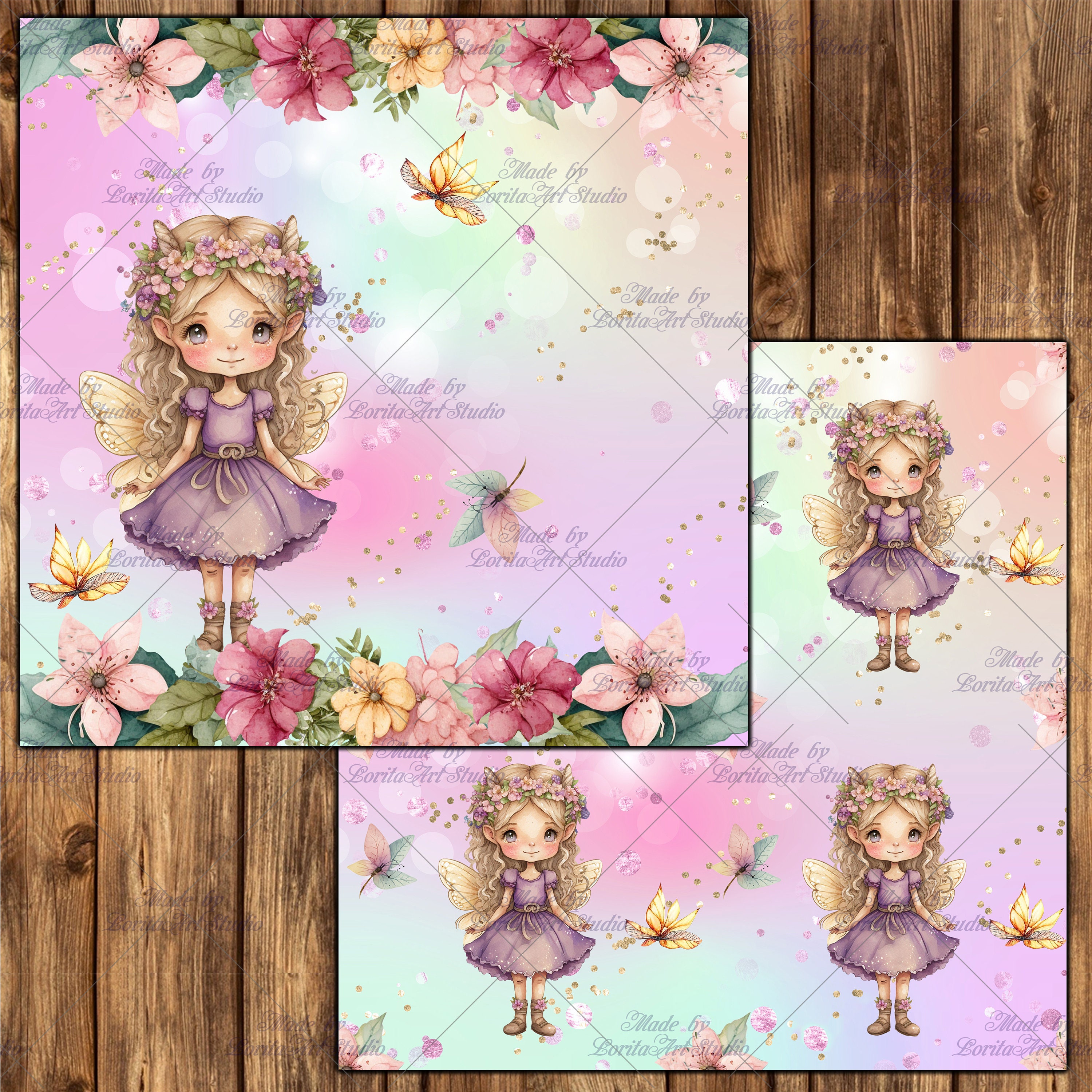 The Fairy Tale 2, Fairy Digital Paper Pack, Pastel Colours, Printable ...