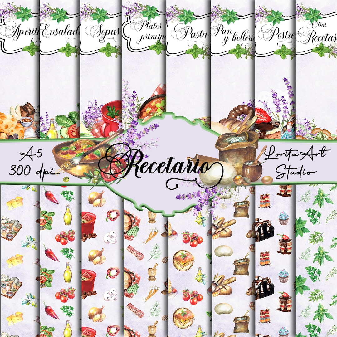 Libro De Recetas, Recetario, Diario De Recetas, Cuaderno Recetas ...