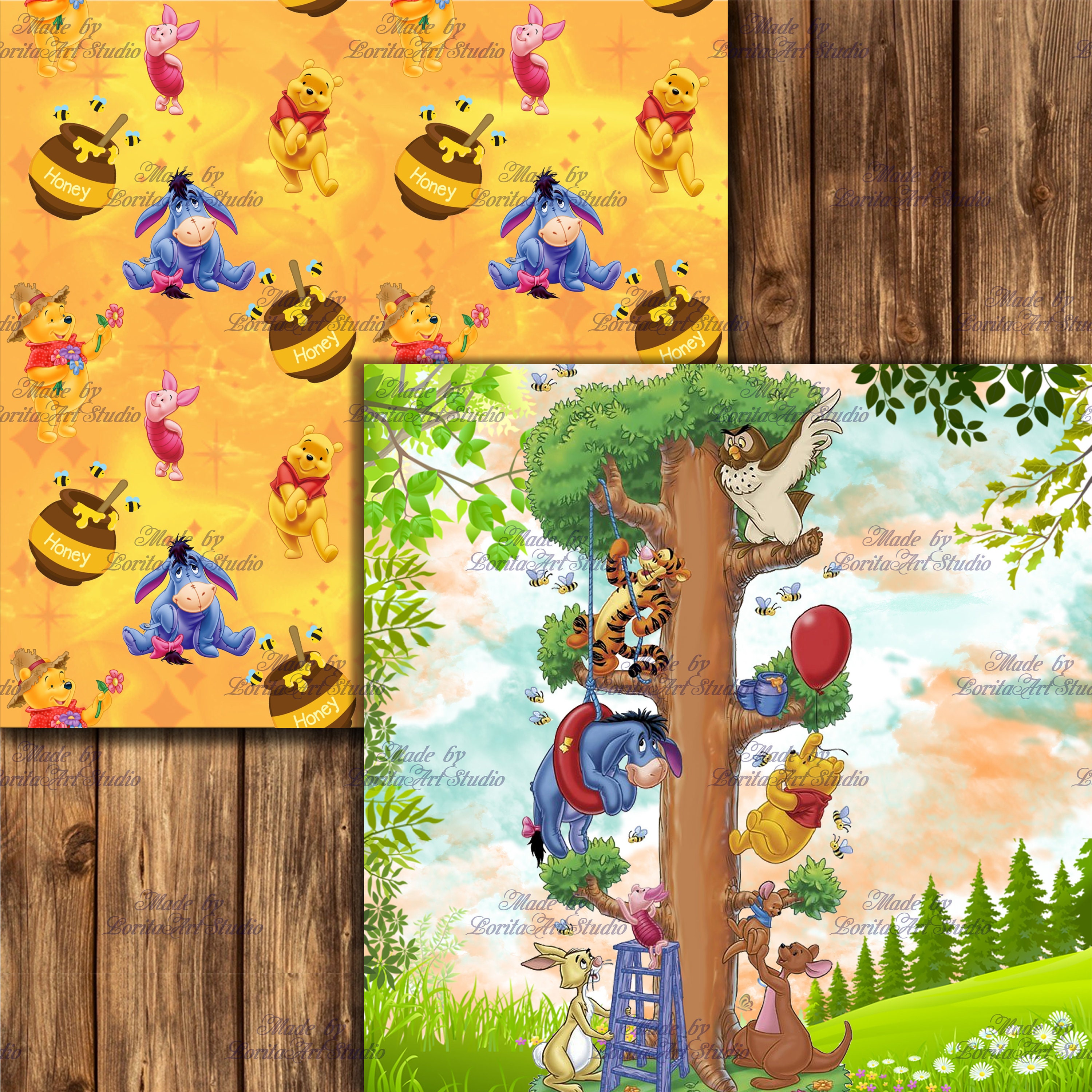 Winnie the Pooh Digital Kids Collection Orange & Yellow Paper - Etsy