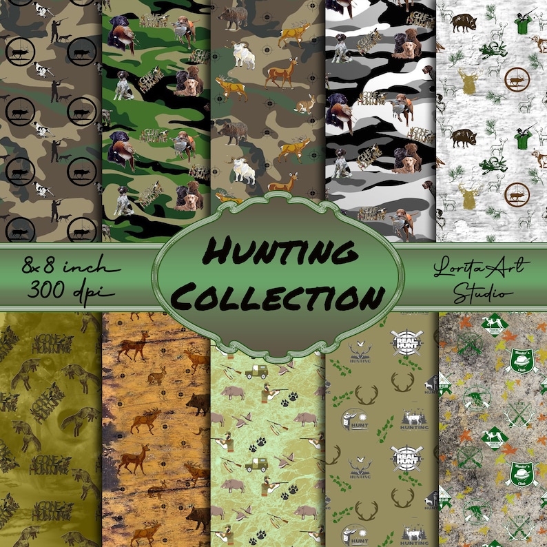 Hunting Digital Papers, Cards Making, Hunting Patterns - Etsy