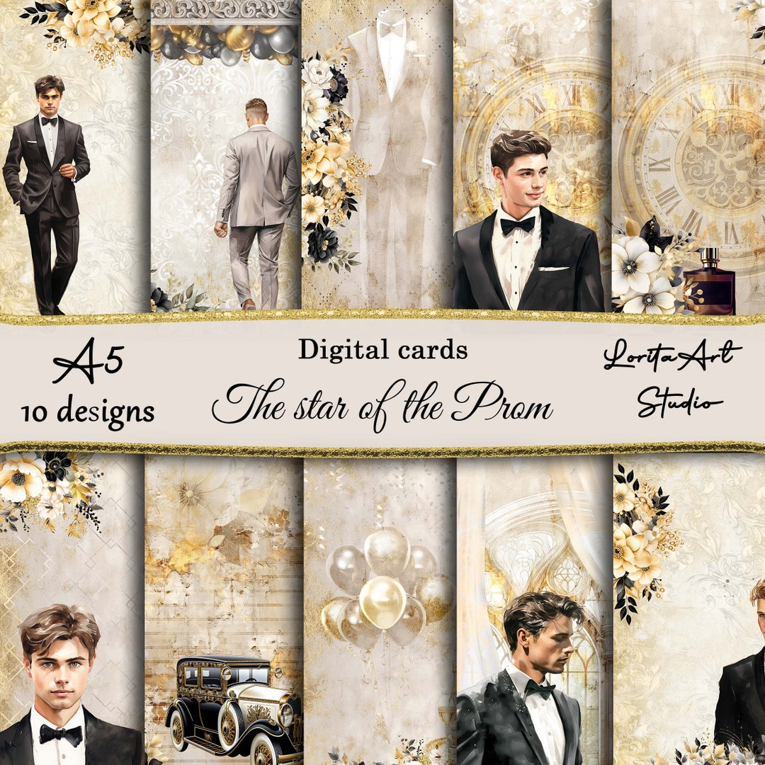 The Star of the Prom, Prom Boy Cards, Prom Digital Cards A5 Format ...