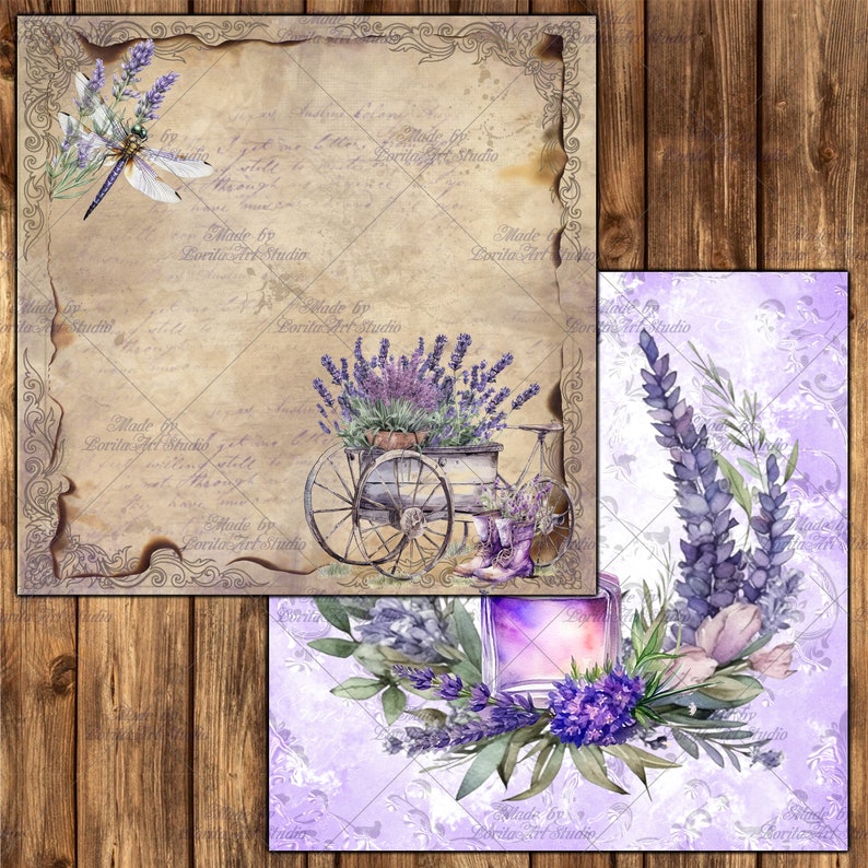 Lavender Love, Vintage Digital Papers, Lavender Papers, Printable ...