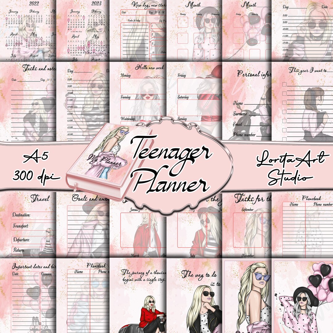 Girls Planner, Teenager Planner, Daily Planner, Weekly Planner, Montly ...
