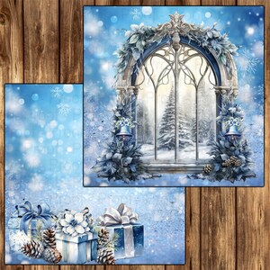 Blue Christmas, Christmas Digital Papers, Xmas Printable, Scrapbooking ...