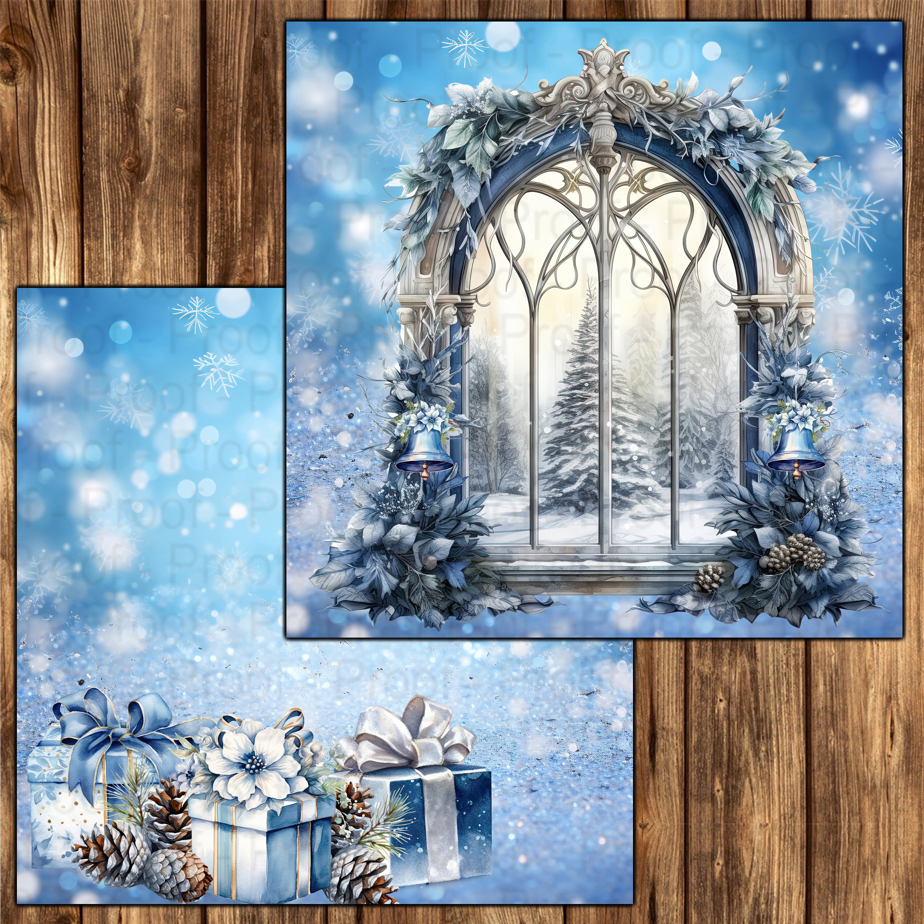Blue Christmas, Christmas Digital Papers, Xmas Printable, Scrapbooking ...