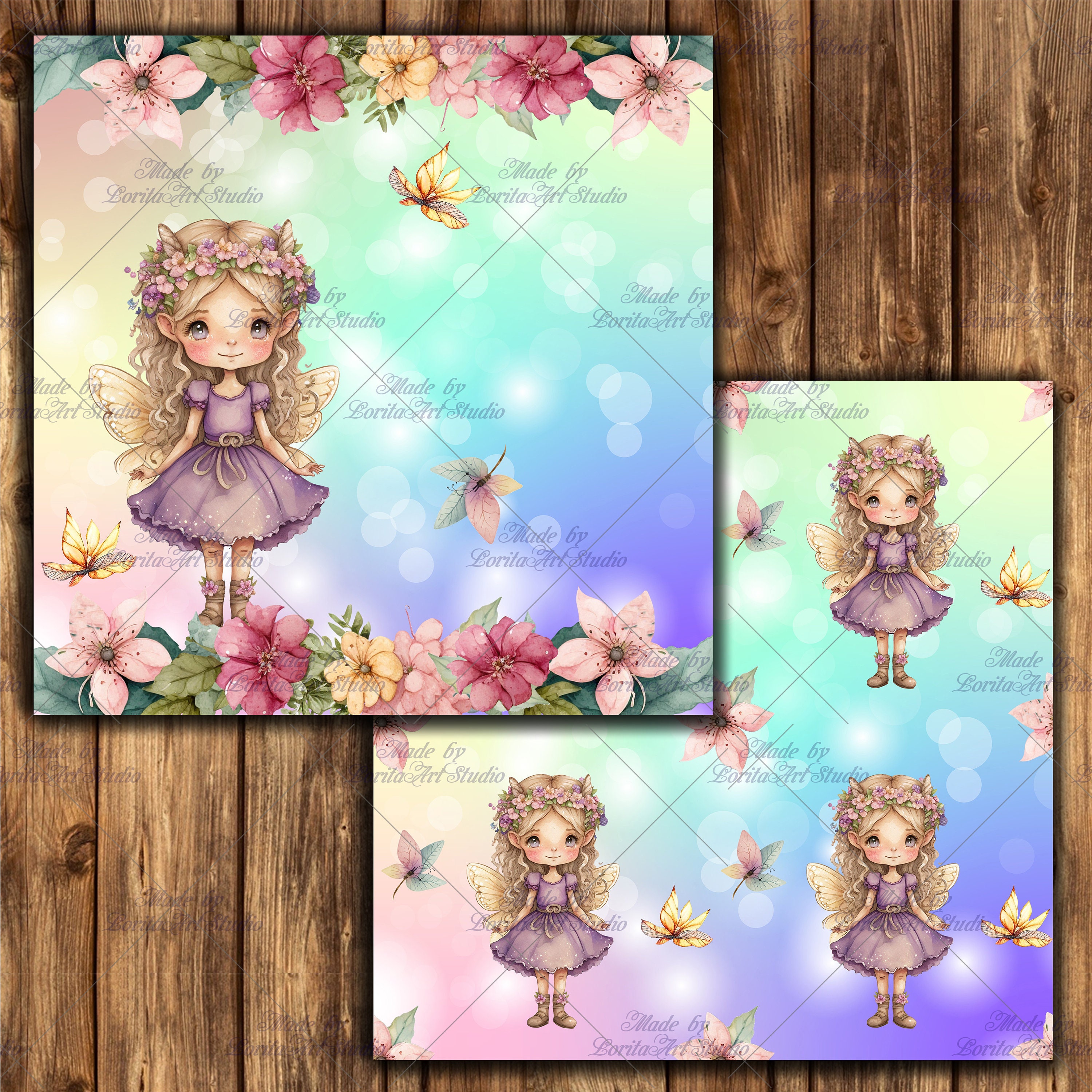 The Fairy Tale, Fairy Digital Paper Pack, Pastel Colours, Printable ...